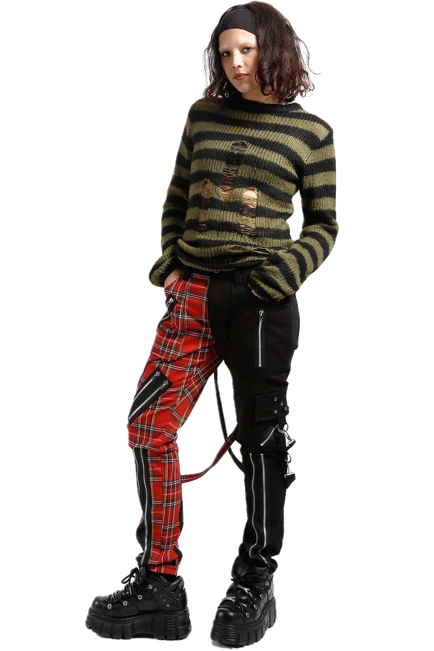 Tripp NYC Split Leg Bondage Pants [BLACK/RED PLAID Tripp NYC Split Leg Bondage Pants [BLACK/RED PLAID