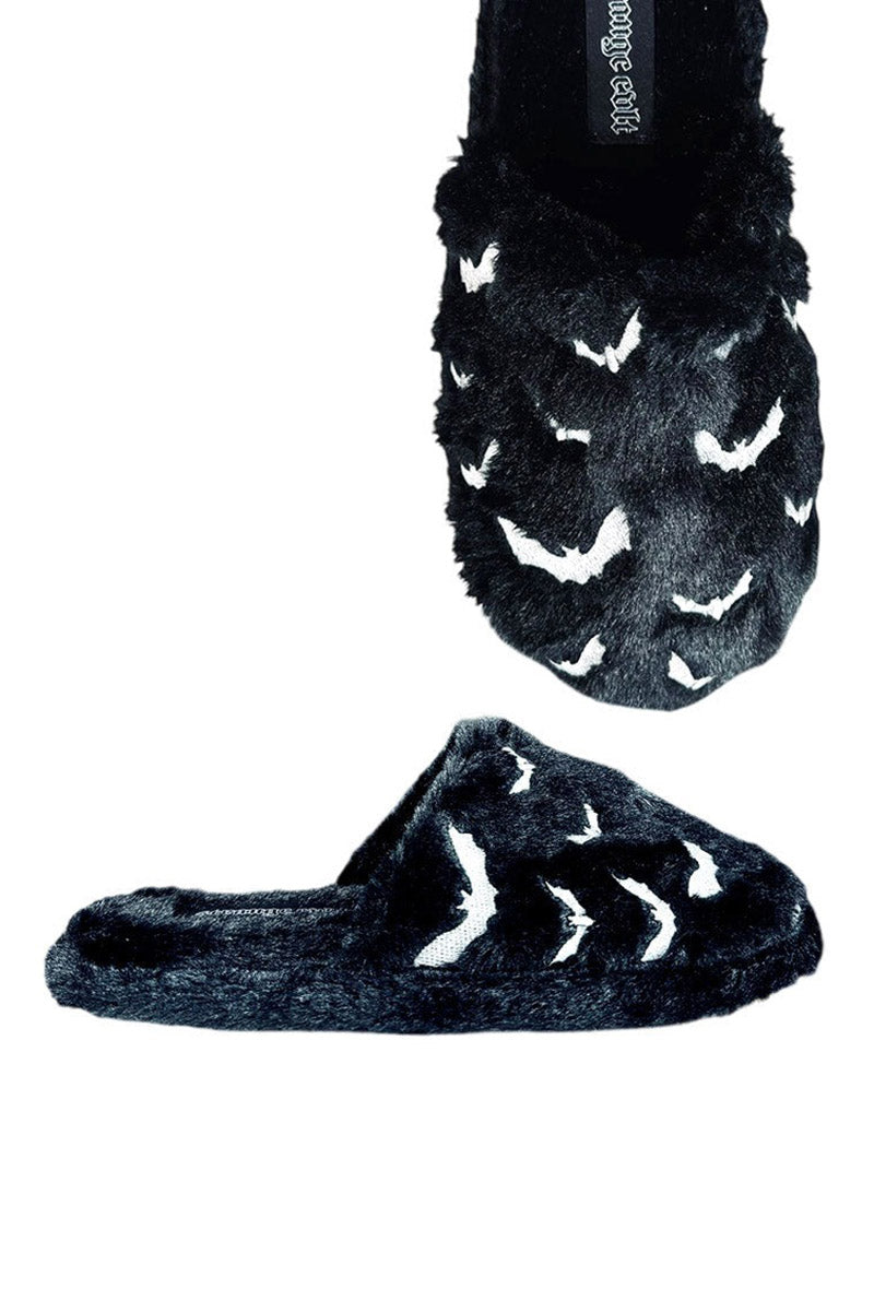 Kreepy Kozy Bat Slippers [Black/White] – VampireFreaks