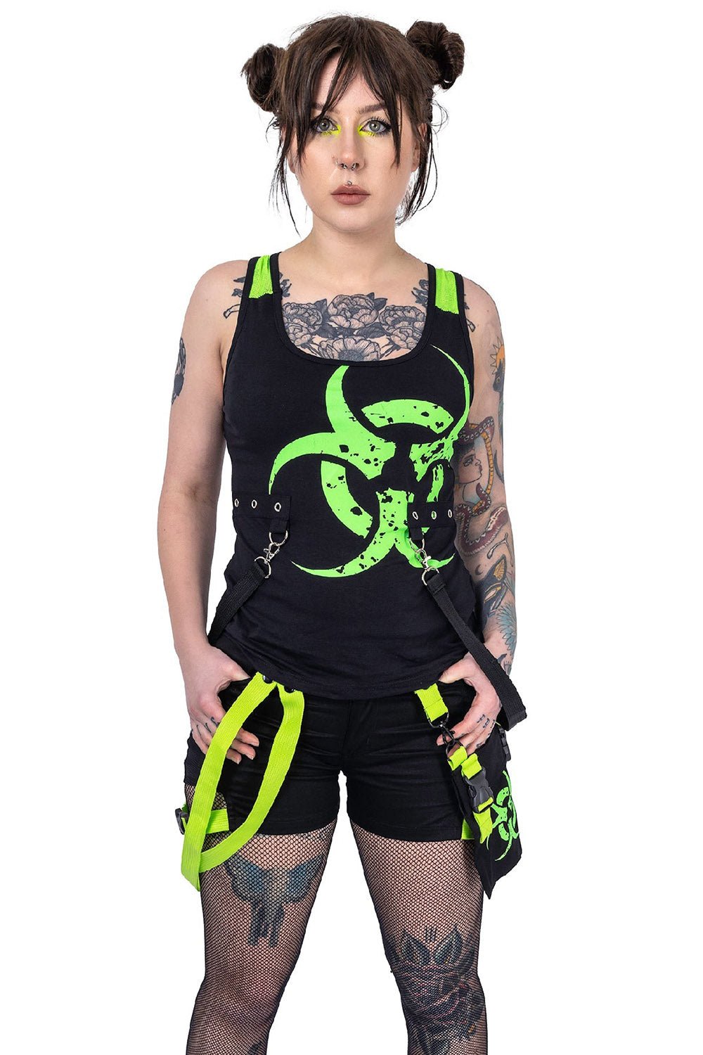 Danger Zone Shorts [BLACK/GREEN] – VampireFreaks