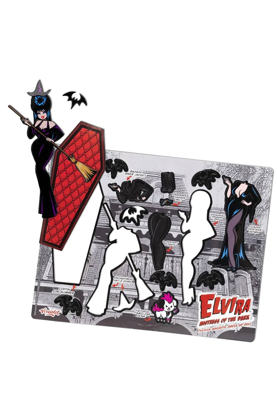 Elvira Mistress Of The Dark Coffin Dress Up Magnet Set – VampireFreaks