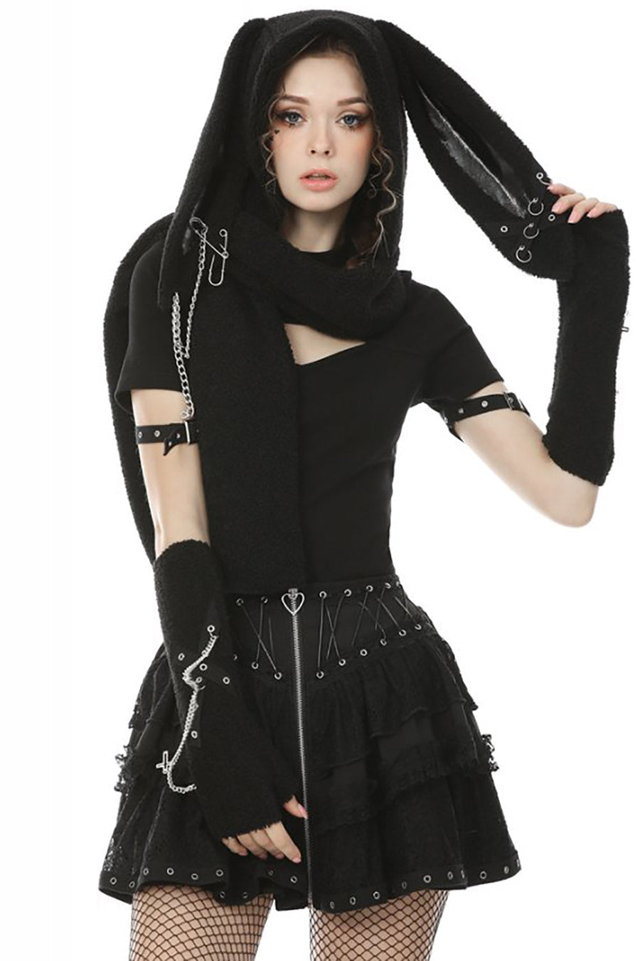 Emo Bunny Hooded Scarf – VampireFreaks