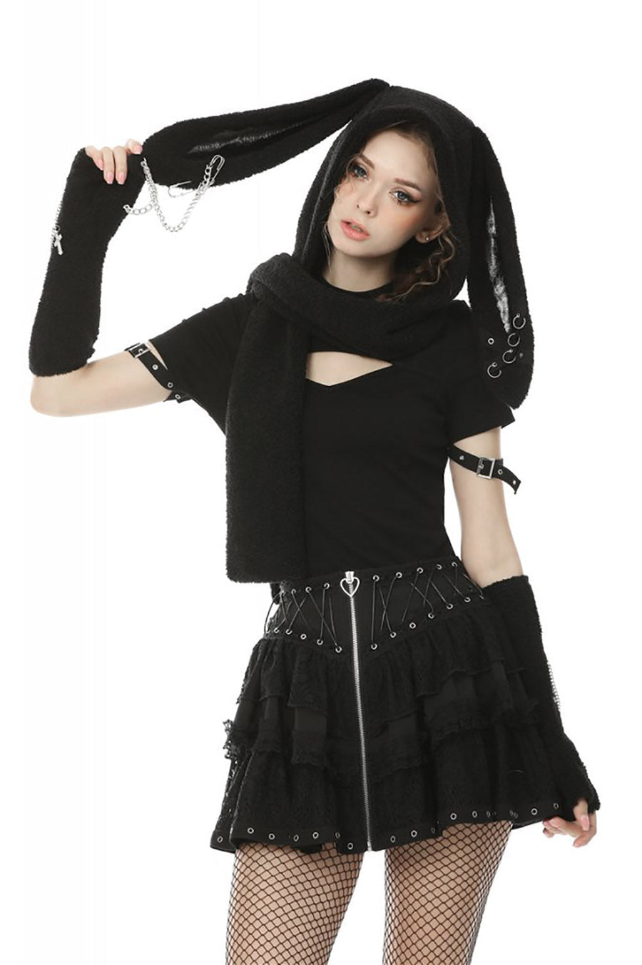 Emo Bunny Hooded Scarf – VampireFreaks