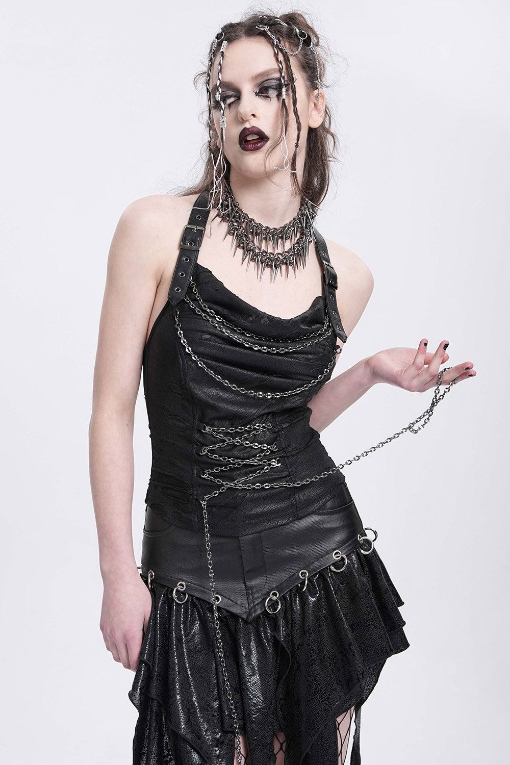 Chainlace Ripped Halter Top – VampireFreaks