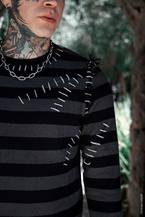 Autopsy Stitch Striped Sweater – VampireFreaks