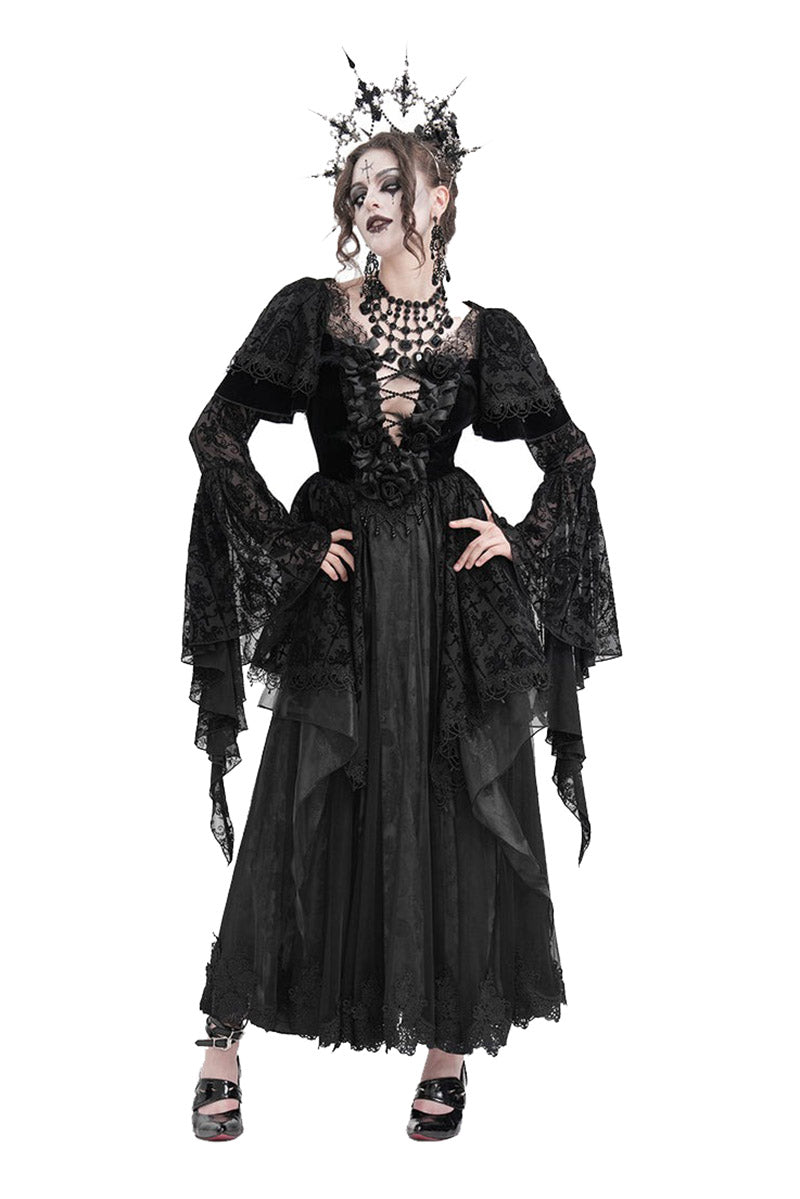 Flared Sleeve Tiered Gothic Gown – VampireFreaks