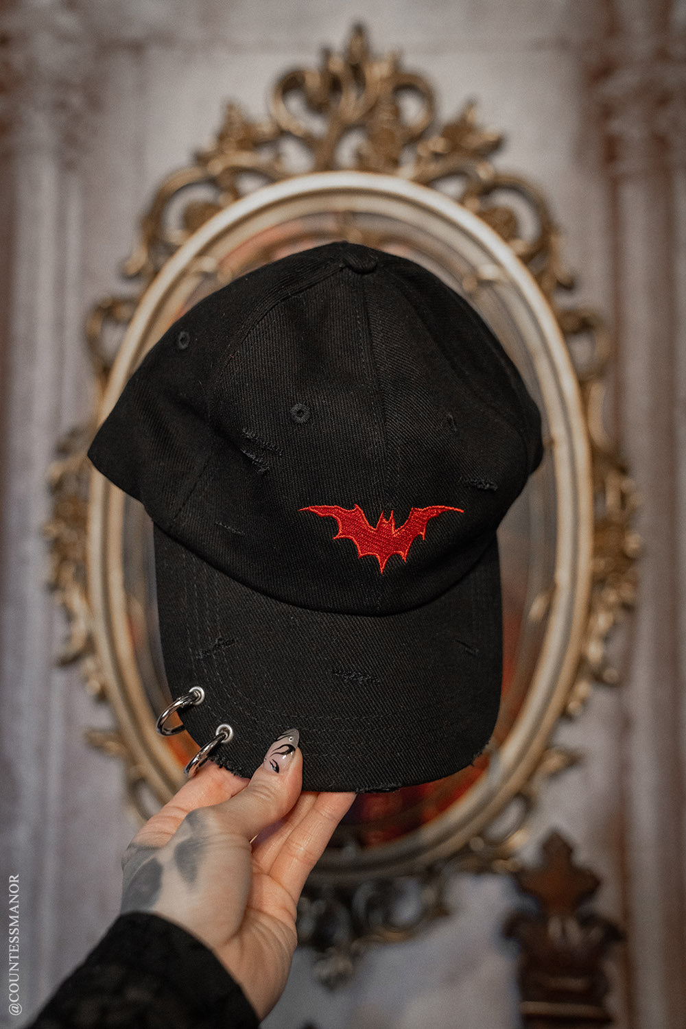 Vampire Bat Pierced Baseball Cap [Red] – VampireFreaks