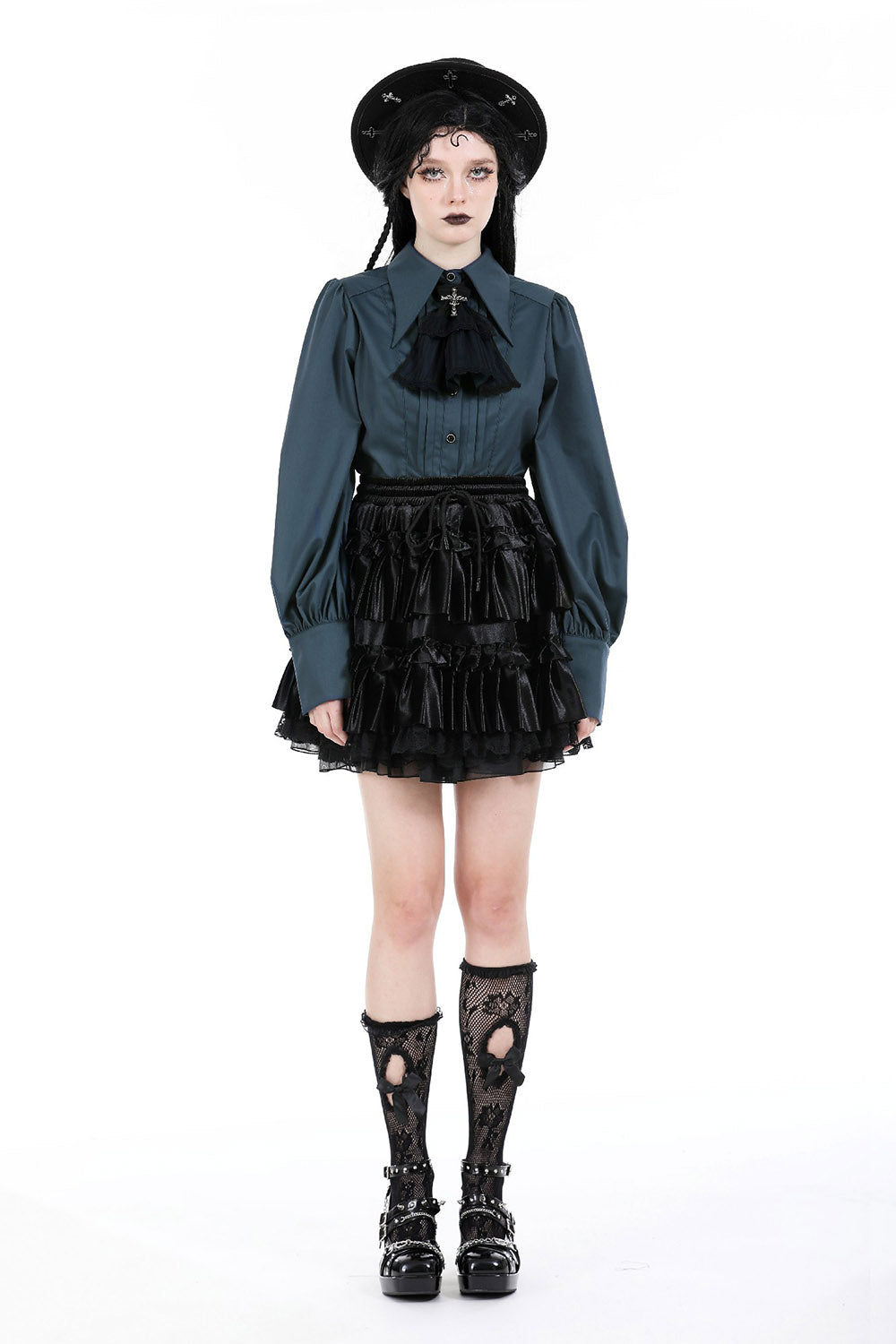 Pale Blue Victorian Goth Button Up Blouse – VampireFreaks