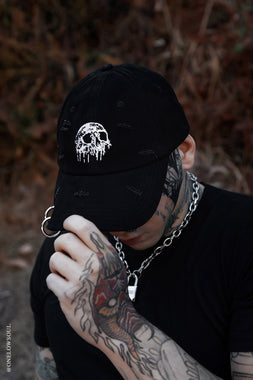 Skull Drip Pierced Baseball Cap – VampireFreaks