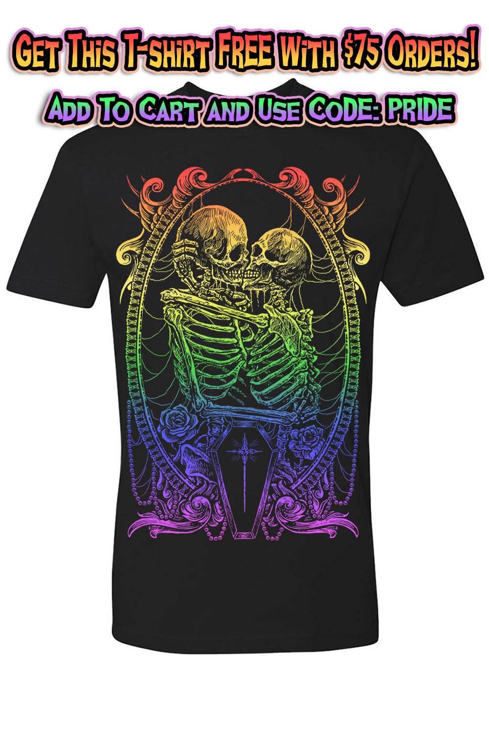 Pride Skeleton Love T-shirt [RAINBOW] – VampireFreaks