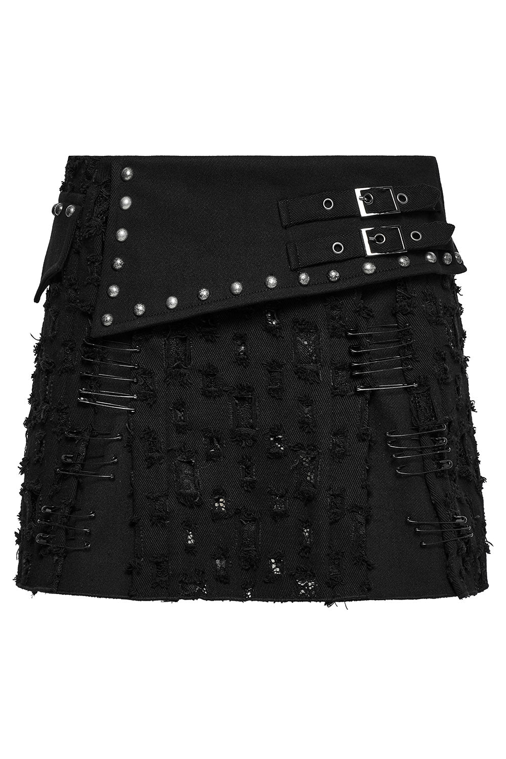 Morose Shredded Safety Pin Mini Skirt – VampireFreaks