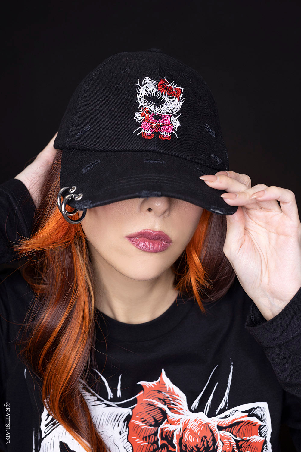 Hell Kitty Pierced Baseball Cap – VampireFreaks