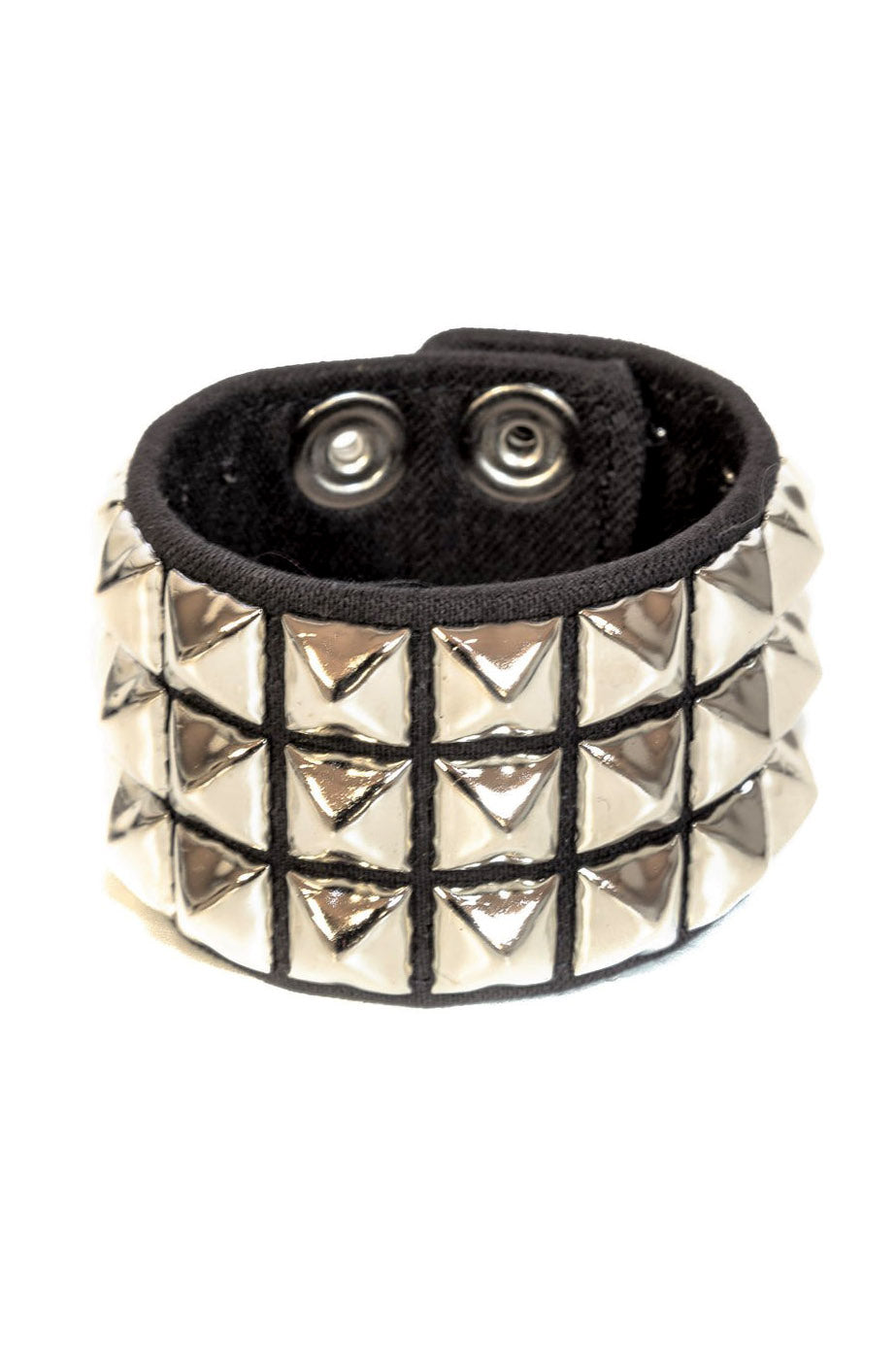 Black Canvas Bracelet [3 Pyramid Stud Rows] – VampireFreaks