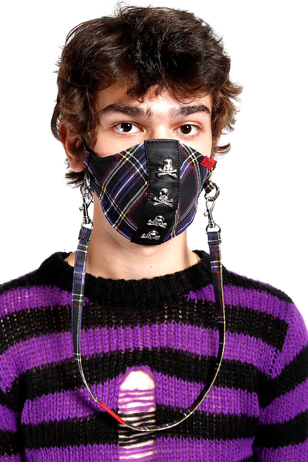 Tripp Skull Studs Face Mask [Purple Plaid] – VampireFreaks