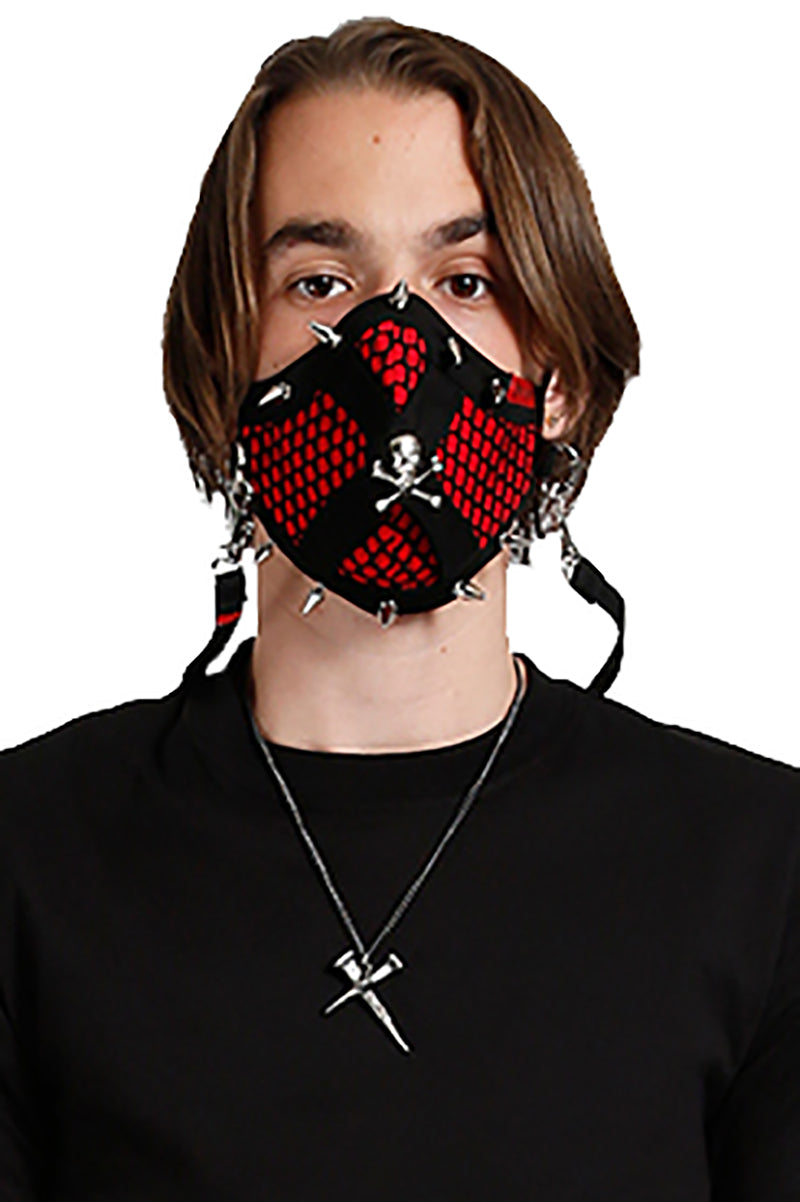 Tripp Mesh Skull and Spike Face Mask [Red/Black] – VampireFreaks
