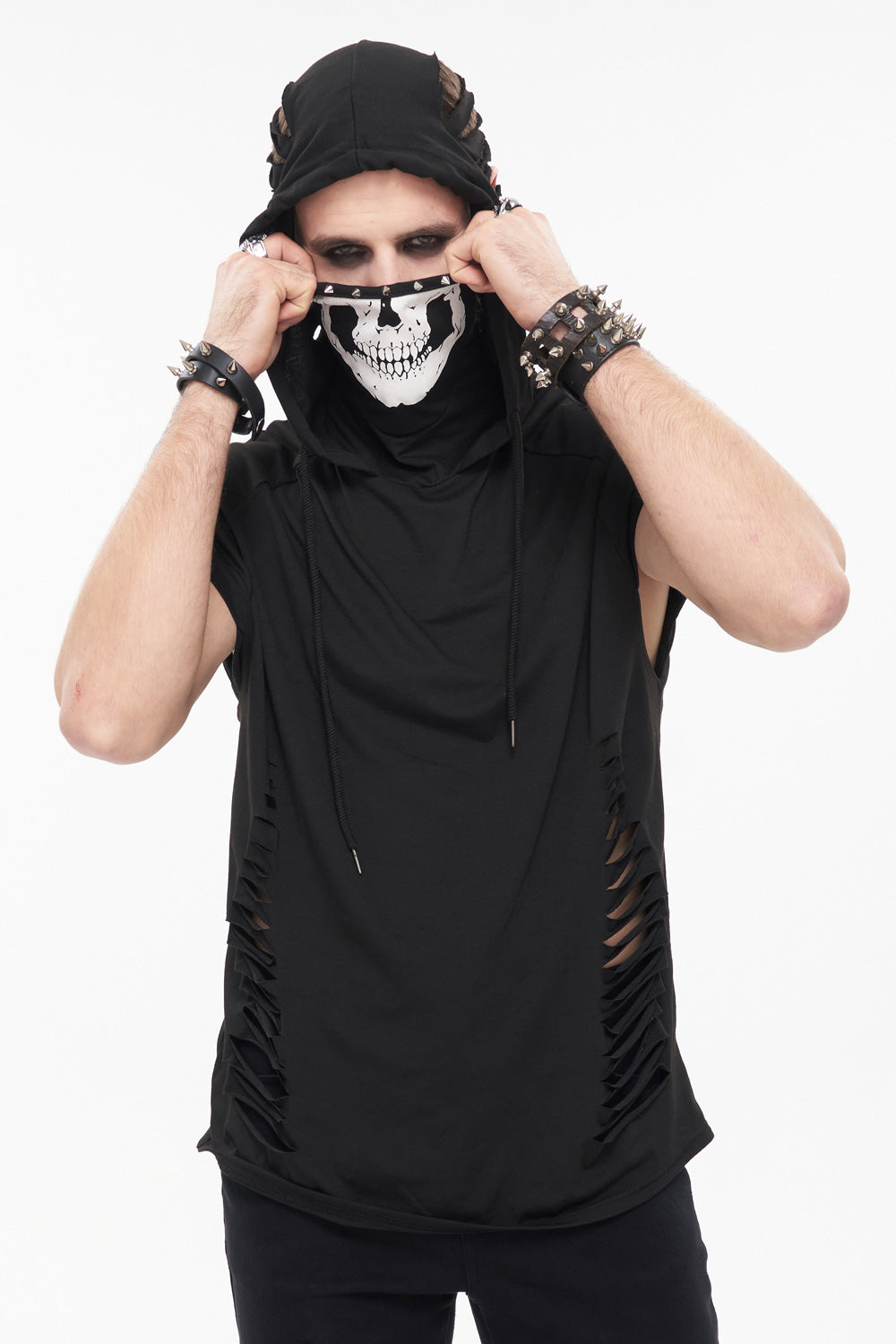 Pale Death Shredded Mask Top – VampireFreaks